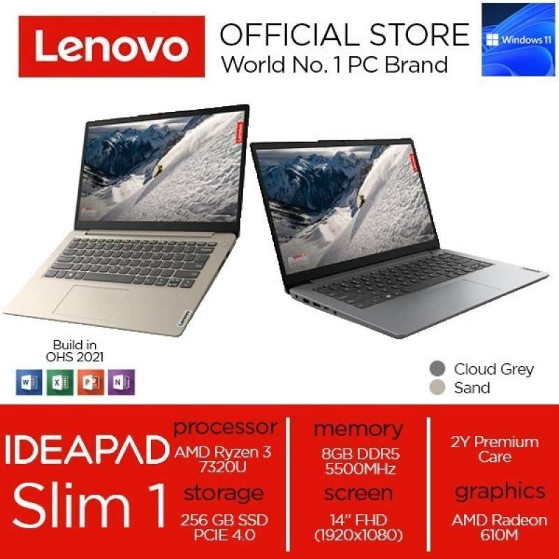 Jual Lenovo Ideapad Slim 1 Ryzen 3-7320u 256gb Ssd 8gb Win11+ohs - Cloud Grey Di Seller Lenovo ...