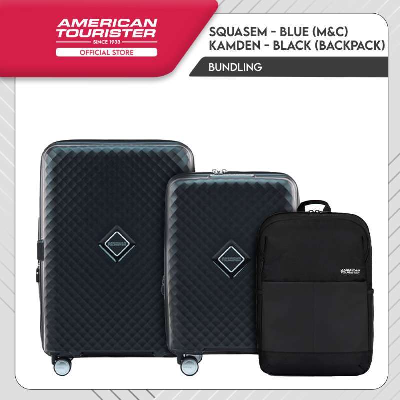 Jual Bundle American Tourister Squasem Cabin, Medium Black + Kamden ...