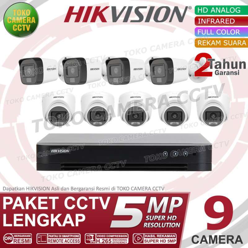 Jual PAKET CCTV HIKVISION 5MP DUAL LIGHT AUDIO COLORVU 16 CHANNEL 9 ...