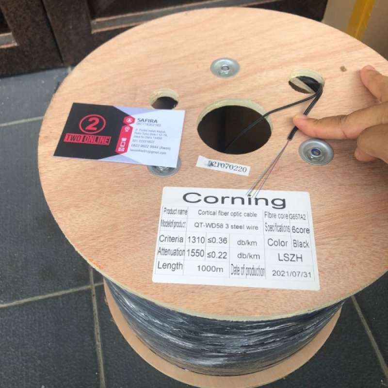 Jual KABEL dropcore 6 core drop wire 6core gepeng 1000m fiber optic fo ...