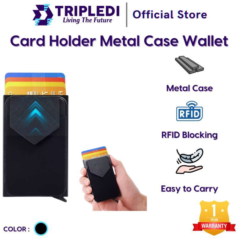 Jual TRIPLEDI Card Holder Pop Up Dompet Kartu ATM Metal Case CC Anti ...