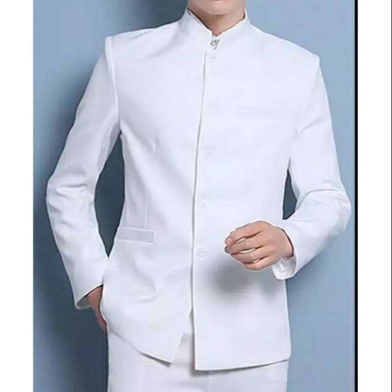 Jual TERBARU !! Jas mandarin pria warna putih jas korea jasko polos di ...