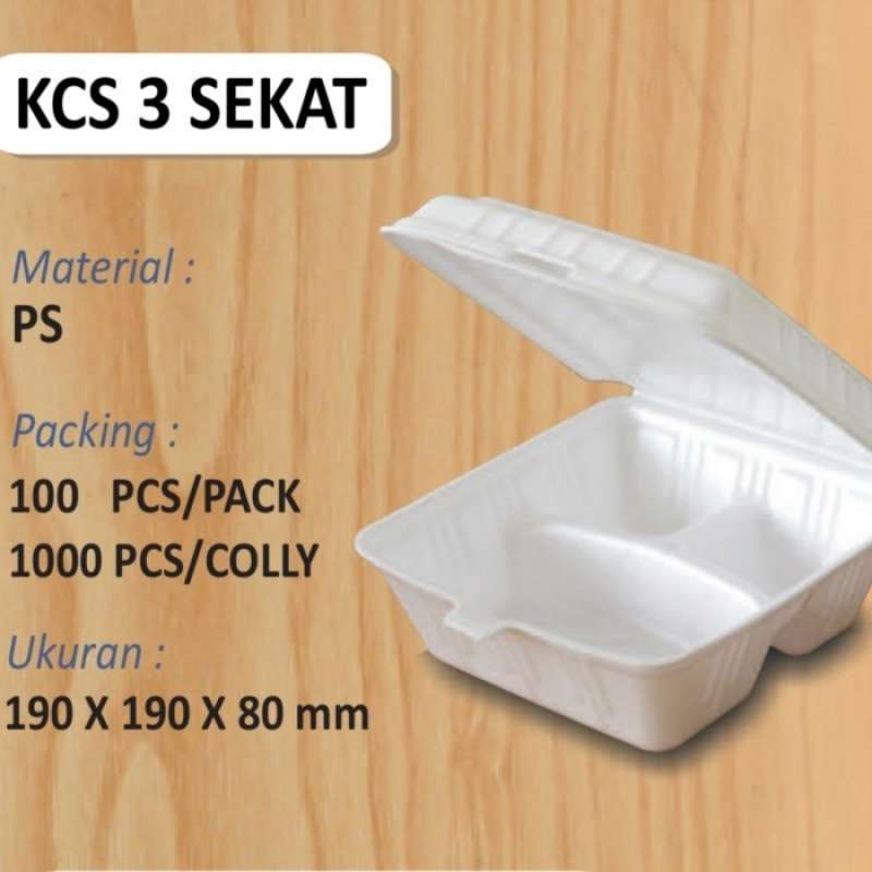 Promo PROMO Box Styrofoam Nasi Sekat 200 pcs Merk KCS Diskon 13% di ...