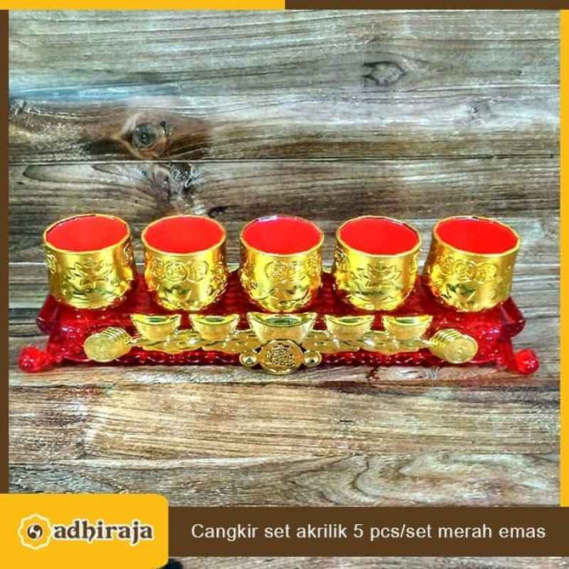 Jual Cangkir Puja Persembahan Altar Sembahyang Akrilik 5 pcs/set merah ...