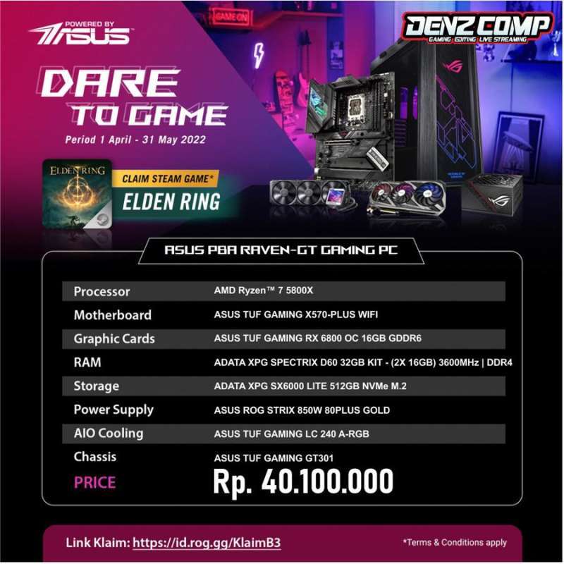 Jual Asus Pba Raven-gt Gaming Pc - Amd Ryzen 7 5800x|rx 6800|ram 32gb ...
