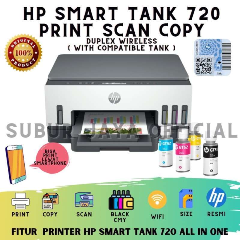 Promo PRINTER SMART TANK 720 DUPLEX WIRELESS PRINTING SCAN COPY NEW ORI ...