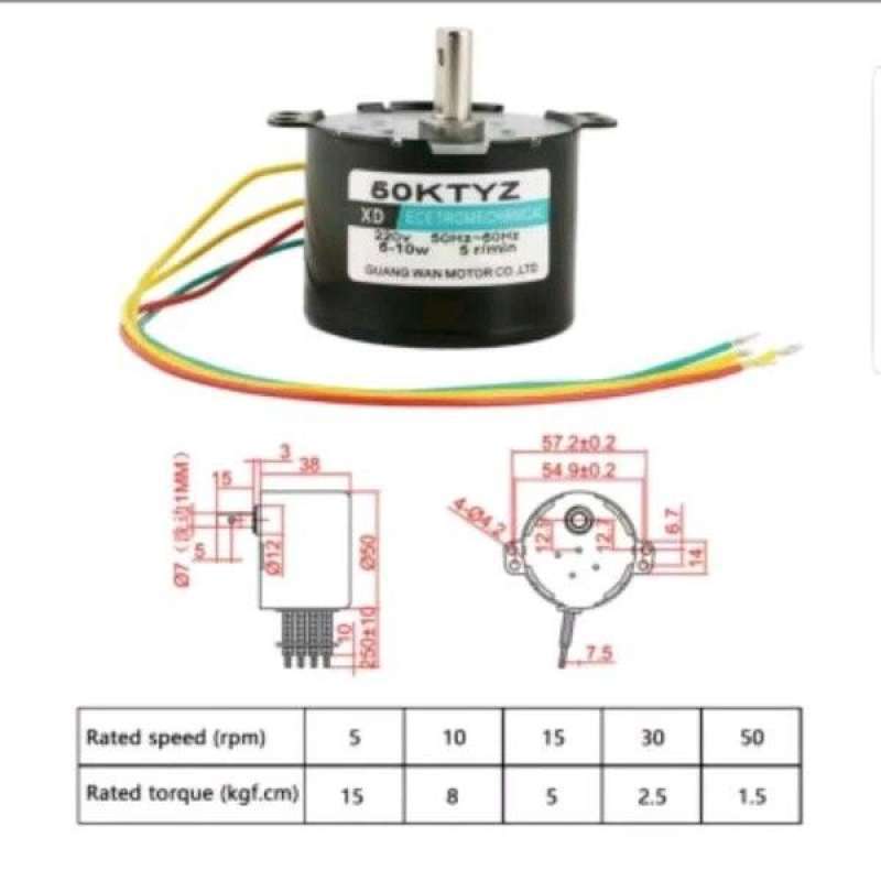 Jual MOTOR 50 KTYZ 220V 30 RPM 6-10W High Torque Speed Reduced di Seller EveSo - Babura, Kota ...