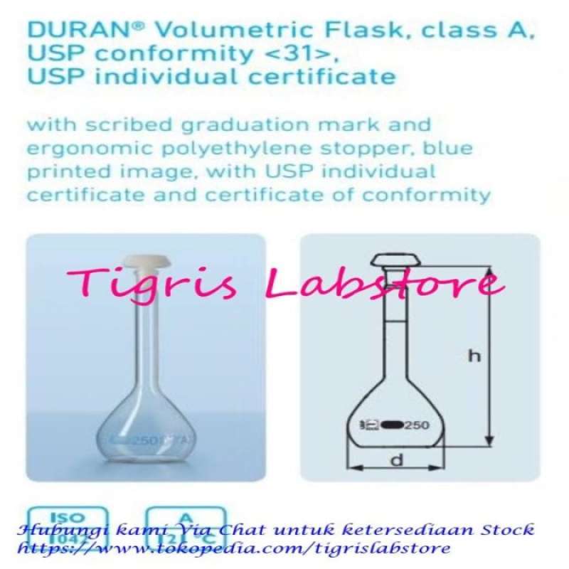 Promo Duran Volumetric Flask A Plastic Stopper 5000ml 246787355 ...