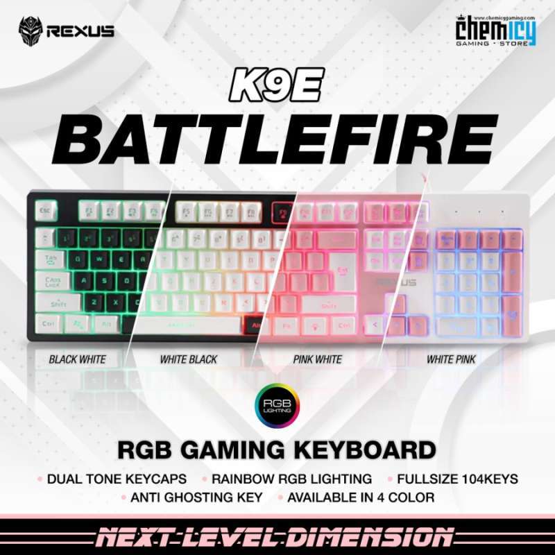 Jual Rexus Battlefire K9E Rainbow RGB Gaming Keyboard di Seller Chemicy ...