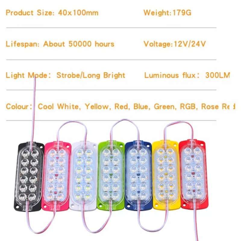 Promo Led Modul Led Injection Modul 12 led 12 mata 12 volt & 24volt 12v &24v - 24 Volt Merah ...