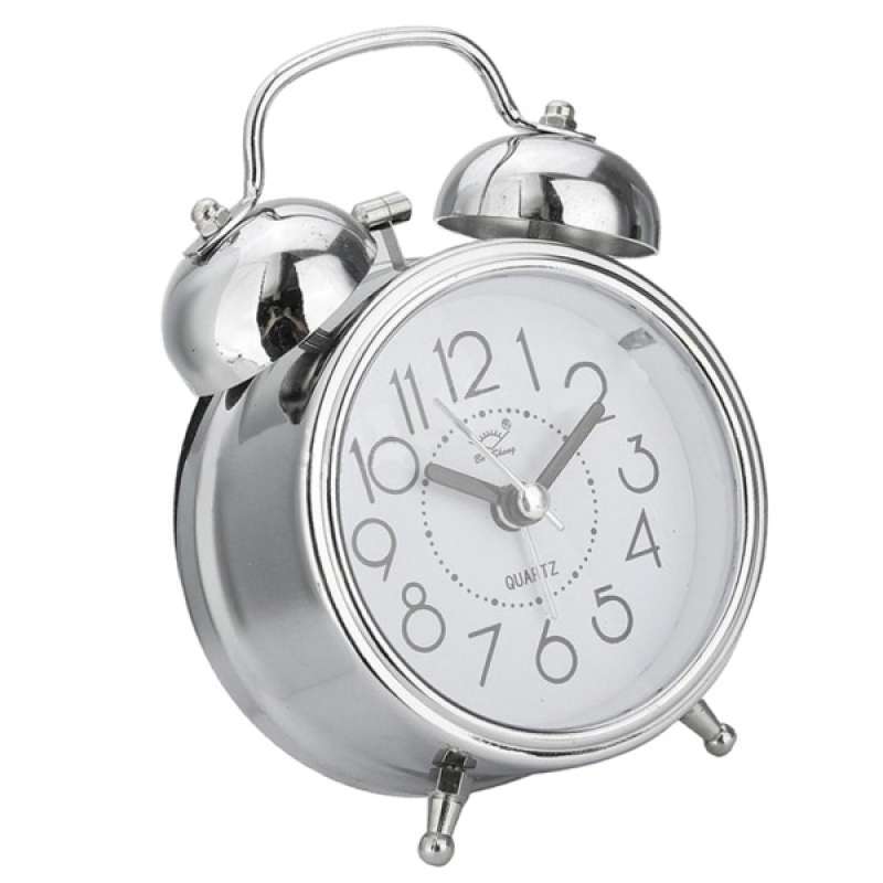 Jual Retro Double Bell Alarm Clock Metal Bedside Wake Up Hammer Bell ...