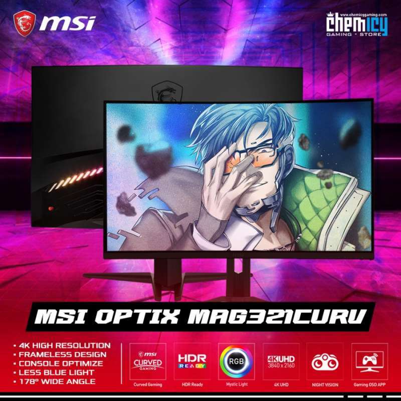 Jual Msi Optix Mag321curv 31.5inch 60hz 4k Curved Gaming Monitor Di ...