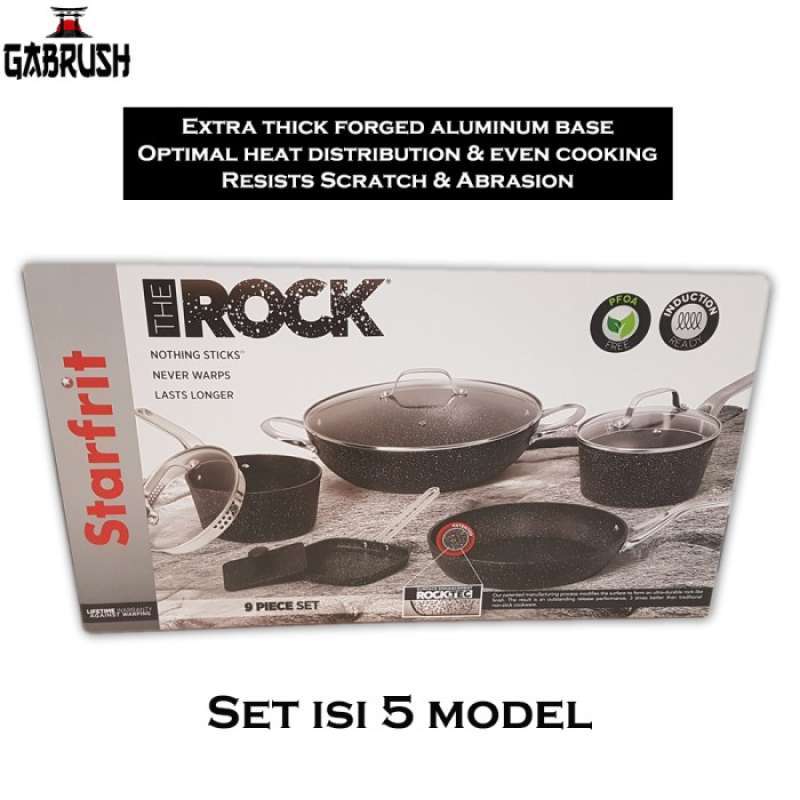 Promo Starfrit The Rock Cookware Set Peralatan Masak Set 5 Anti Lengket ...