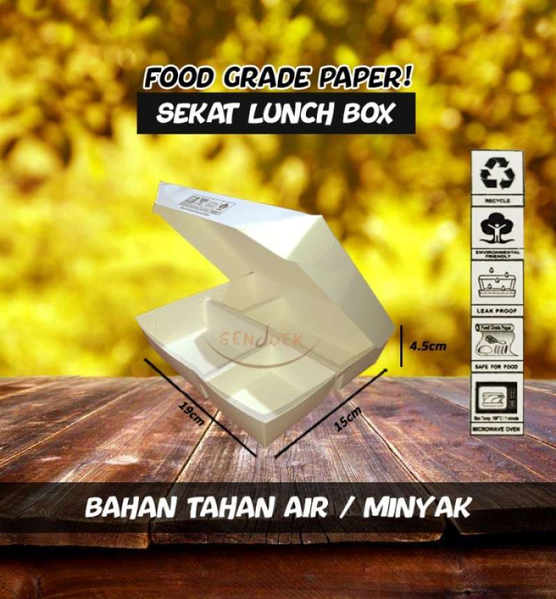 Jual Paper Lunch Box Sekat 4 - Box Kertas / Food Grade Paper - White di ...
