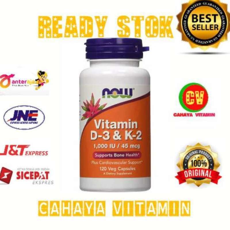 Jual Now Foods Vitamin D3 & K2 1000 Iu 45 Mcg Isi 120 Vega Capsul Di Seller Afifah Tick - Tegal ...