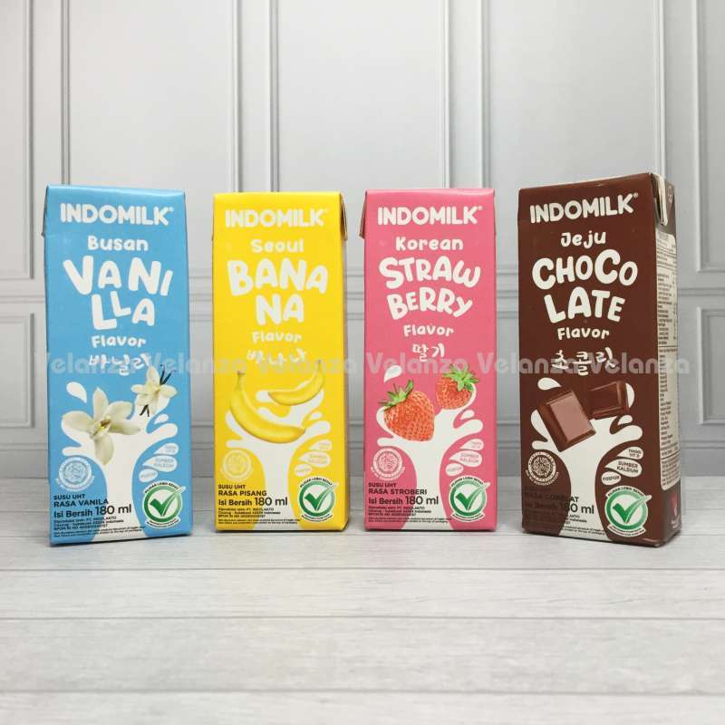 Jual Susu UHT Indomilk 180ml Rasa Vanila/Cokelat/Stroberi/Pisang 1 Dus/Karton Isi 30 - Seoul ...