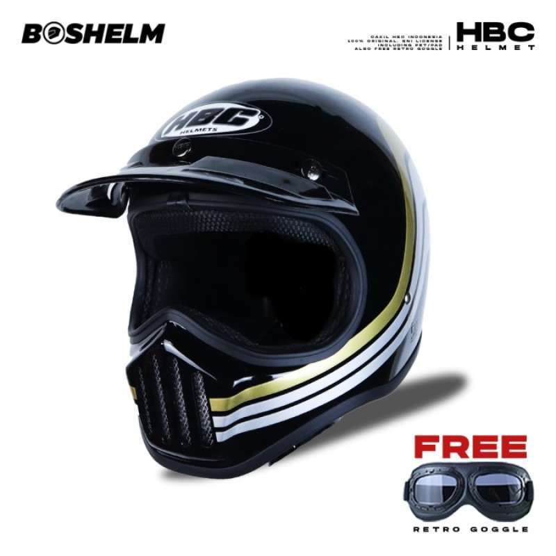 Promo Helm Cakil Hbc Live To Race Hitam Glossy Helm Retro Full Face Sni ...