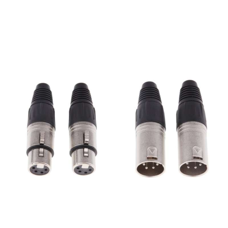 Promo 4x Metal 4Pin XLR Connector Plug Male+Female Audio Mic Connector ...