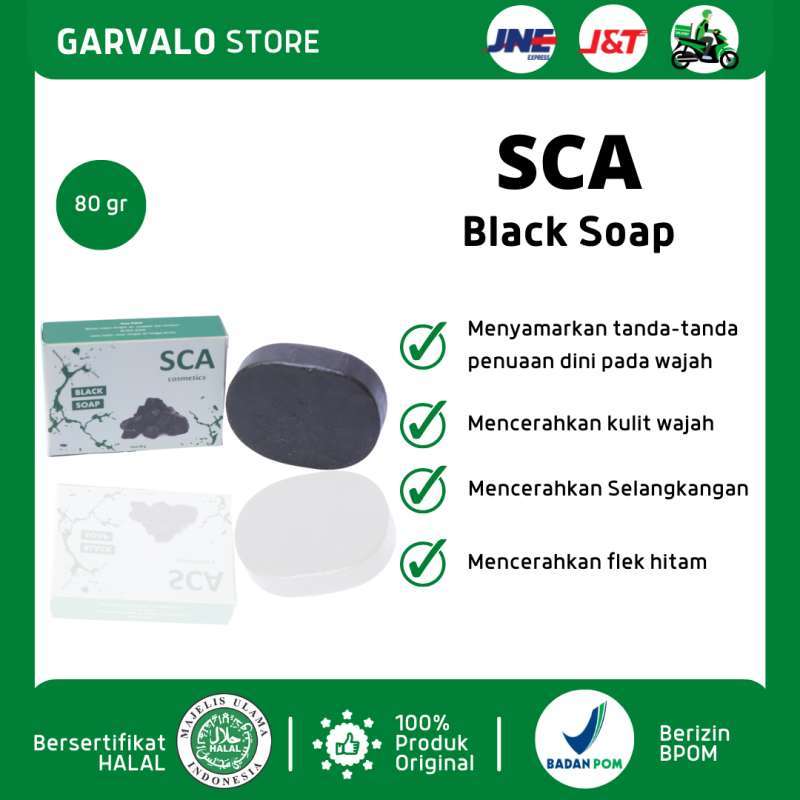 Jual SCA Black Soap 80gr, Sabun Wajah untuk Mencerahkann Noda Hitam ...