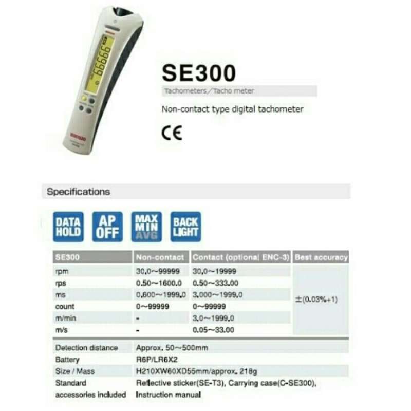 Jual Sanwa Se300 Non-contact Tachometer Sanwa Se-300 Murah Original Di Seller Umar Store Tick ...