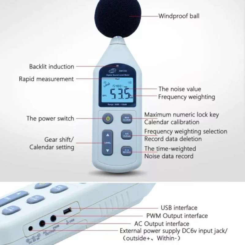 Jual Gm1356 Usb Sound Level Meter Alat Ukur Suara Bunyi Volume Speaker ...