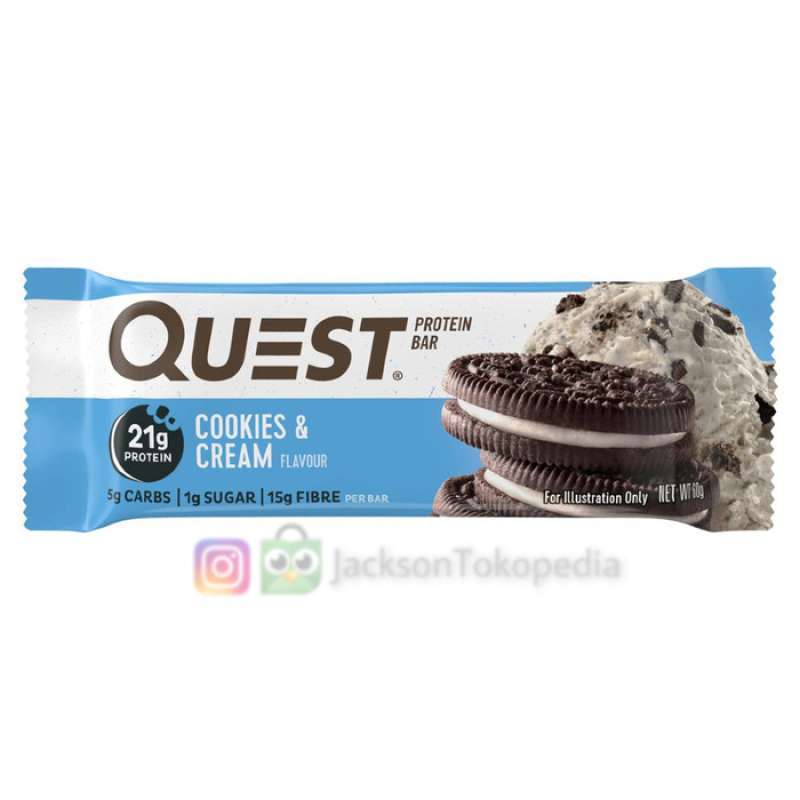Jual Quest Protein Bar Cookies & Cream / Nutrition Energy Snack Bars ...