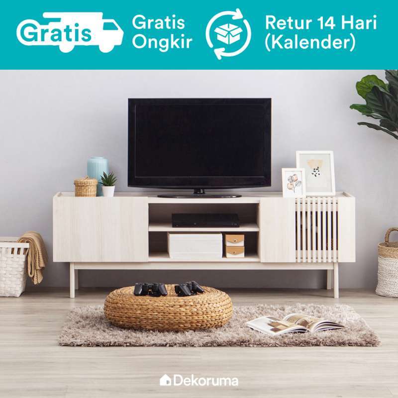 Jual Dekoruma Doshi Lemari Meja TV Minimalis Putih 2 Pintu dan Rak ...