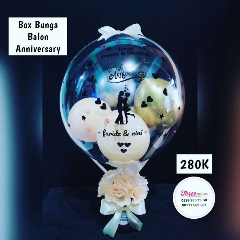 Jual box bunga balon ucapan / box balon ucapan happy anniversary ...