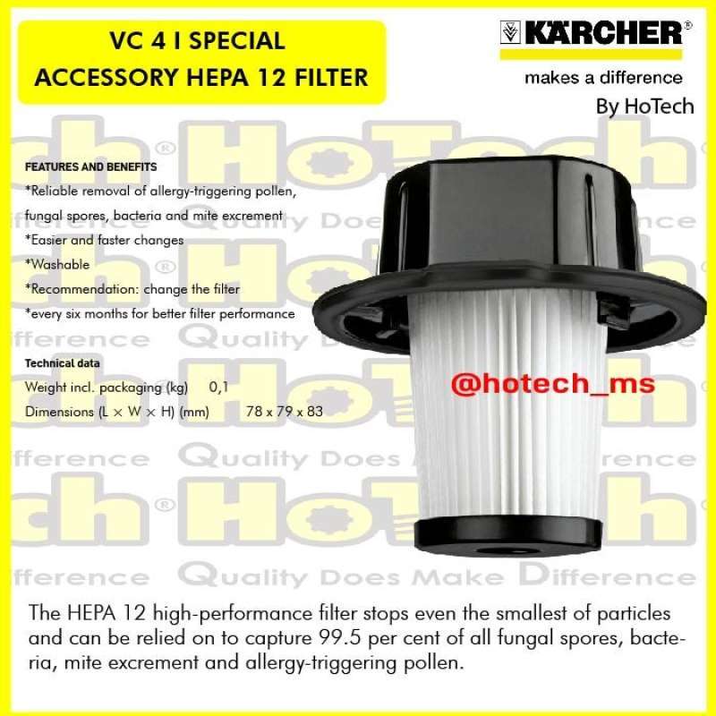Promo KARCHER VC 4i SPECIAL ACCESSORY HEPA 12 FILTER FOR CORDLESS ...