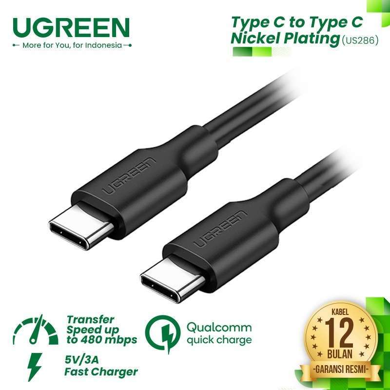 Jual UGreen US286 Cable USB C To USB C - Quick Charging 4.0 PD 60W ...
