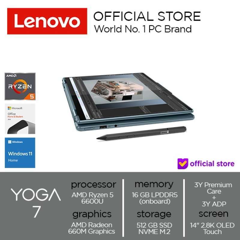 Promo LENOVO YOGA 7 14ARB7 1CID [AMD R5-6600U/16GB/512GB SSD/2.8K OLED ...