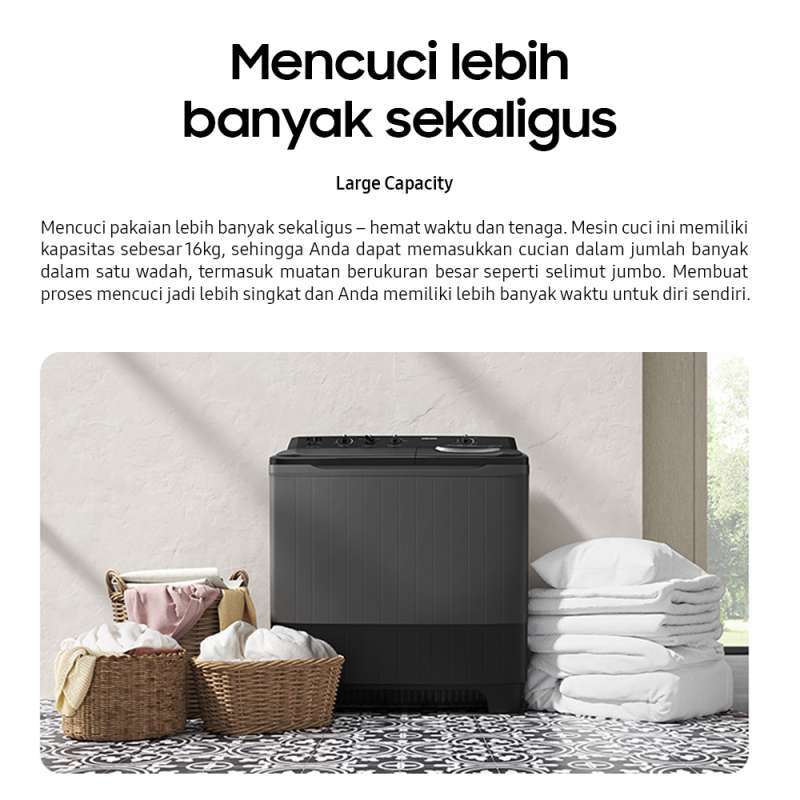 Promo Samsung Wt16 Twin Tub Dengan Air Turbo, 16kg - Wt16b5240ba/se Diskon 8% Di Seller Samsung ...