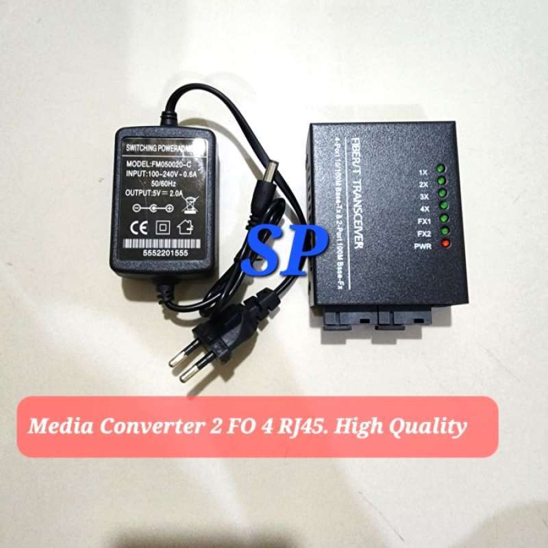 Promo Media Converter 2 Port FO 2 Port RJ45 Fiber Optic 10/100Mbps ...