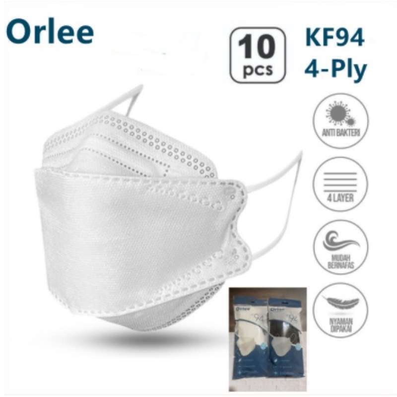 Jual [ Kf94 Orlee ] Masker Kf 94 Orlee Hitam Putih 4 Ply Sachet Isi 10 ...