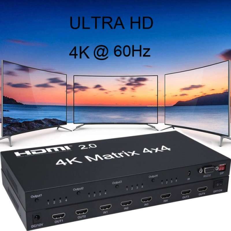 Promo Hdmi Matrix 4X4 4K Matrix Switcher With Rs232&Edid Control Hdcp 2 ...