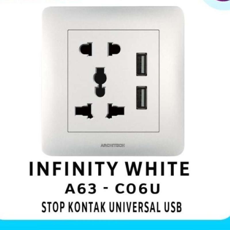 Jual Stop Kontak Universal Usb Architech Infinity A63-c06u White Series Di Seller Kamijaya Store ...