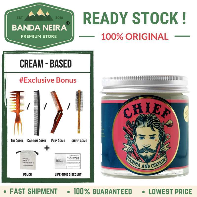 Jual Chief Comma and Curtain Cream Based Pomade di Seller Banda Neira ...