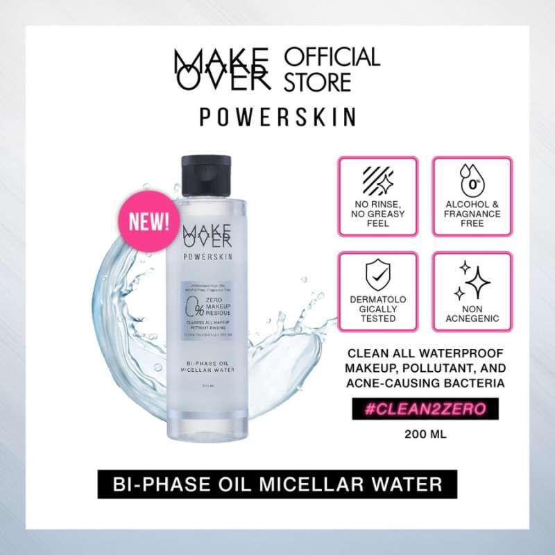 Promo Make Over Power skin Bi-Phase Oil Micellar Water 200ml Diskon 9% ...