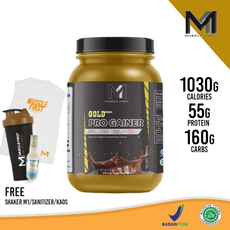 Jual M1 Muscle First Gold Pro Gainer Chocolate 2LBS 2 LBS 900 Gr di ...