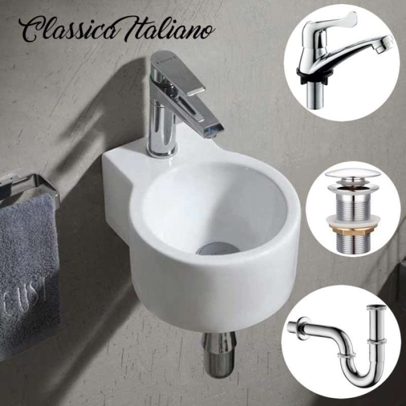 Promo Classica Italiano Wastafel Keramik Modern + Keran + Siphon + Afur ...