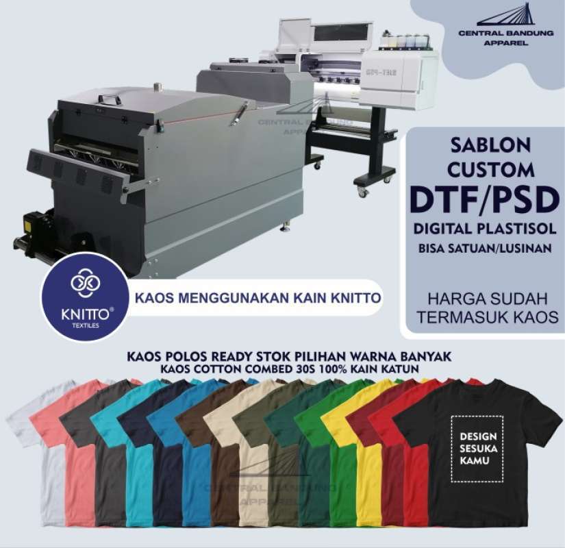 Promo KAOS CUSTOM SABLON DTF PSD DIGITAL PLASTISOL SATUAN ATAU LUSINAN ...