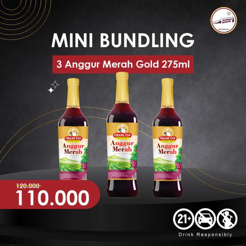 Promo Mini Bundling 3 Anggur Merah Gold 275ml Diskon 11% Di Seller ...