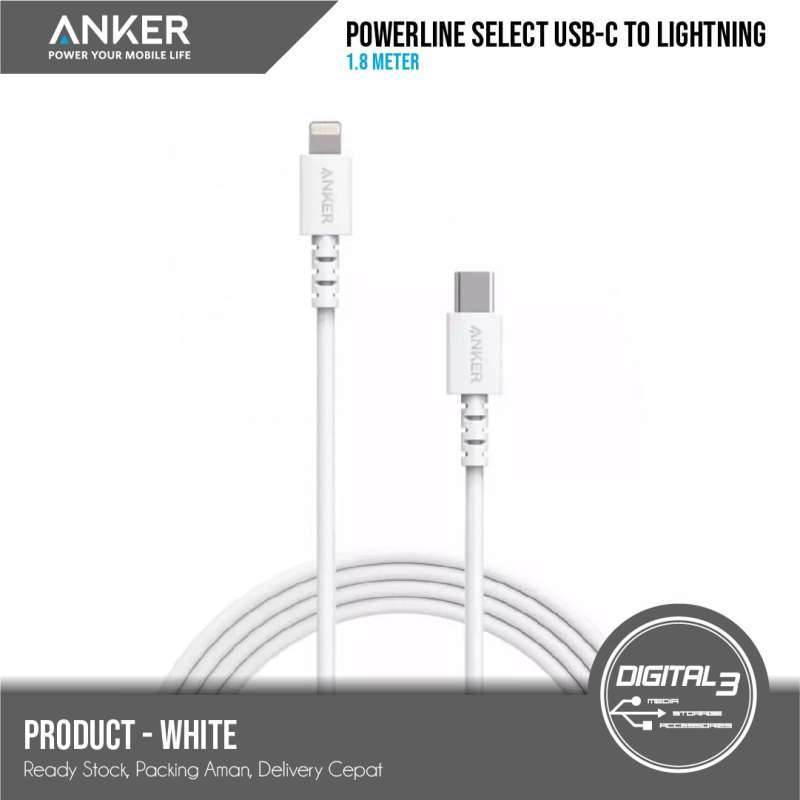 Jual Anker PowerLine Select USB Type C to Lightning 1.8M Kabel PD ...