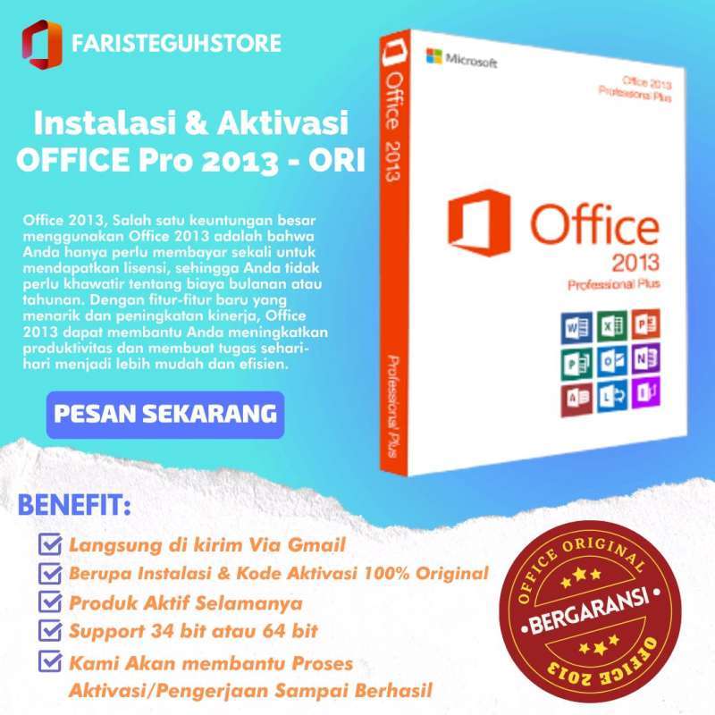 Promo Instalasi dan Aktivitasi Microsoft Office 2013 ORI Lisence Lifetime Support Windows Diskon ...