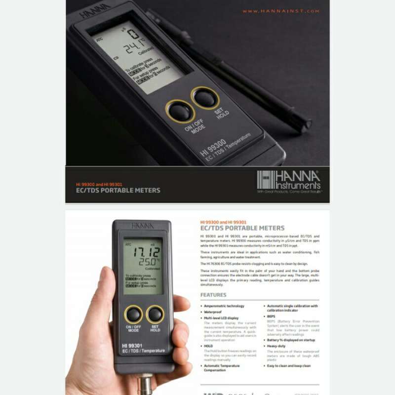 Jual Hanna Instruments Hi-99301 Ec/tds/temperature Meter - High Range ...