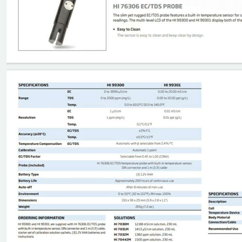 Jual Hanna Instruments Hi-99301 Ec/tds/temperature Meter - High Range ...