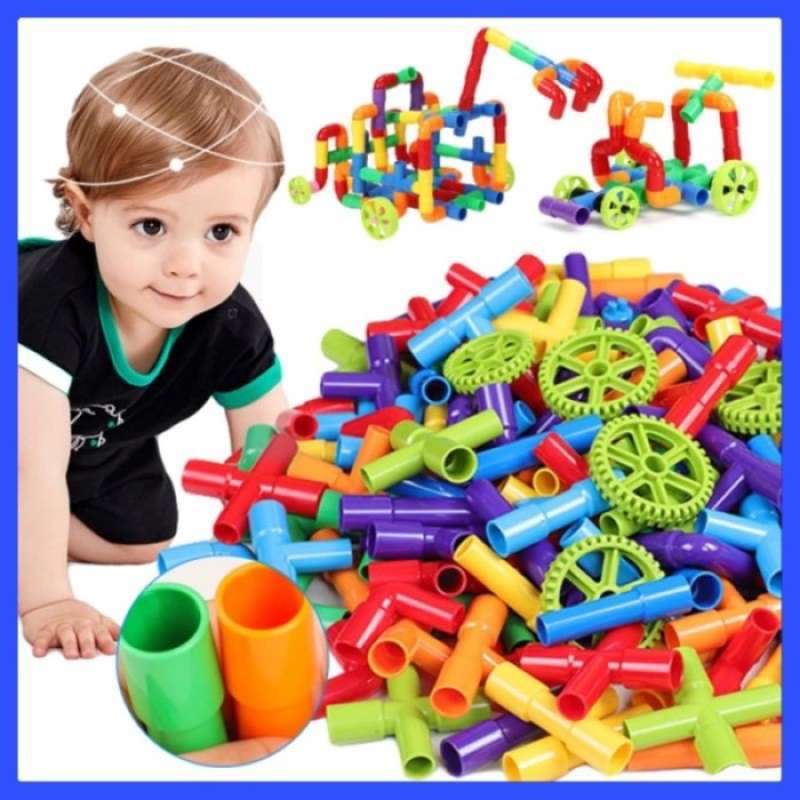 Jual Mainan Edukasi Anak Brick Pipa Rakit Diy Sensorik Motorik Pvc Lego ...