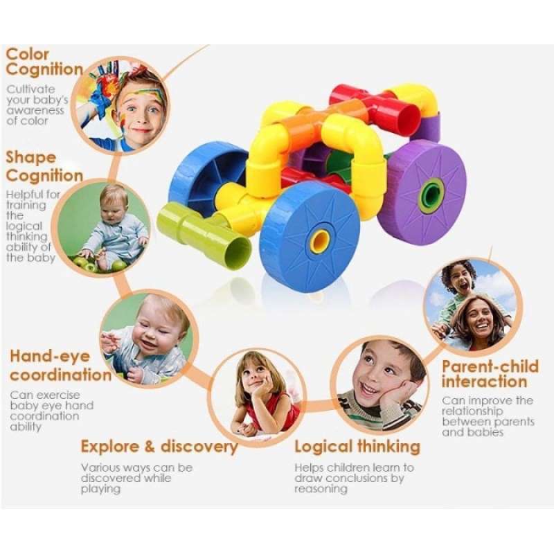 Jual Mainan Edukasi Anak Brick Pipa Rakit Diy Sensorik Motorik Pvc Lego ...