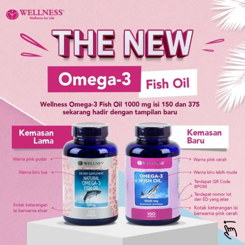 Jual Wellness Omega3 Fish Oil 1000mg Omega 3 1000 Mg 150 Softgels Di ...