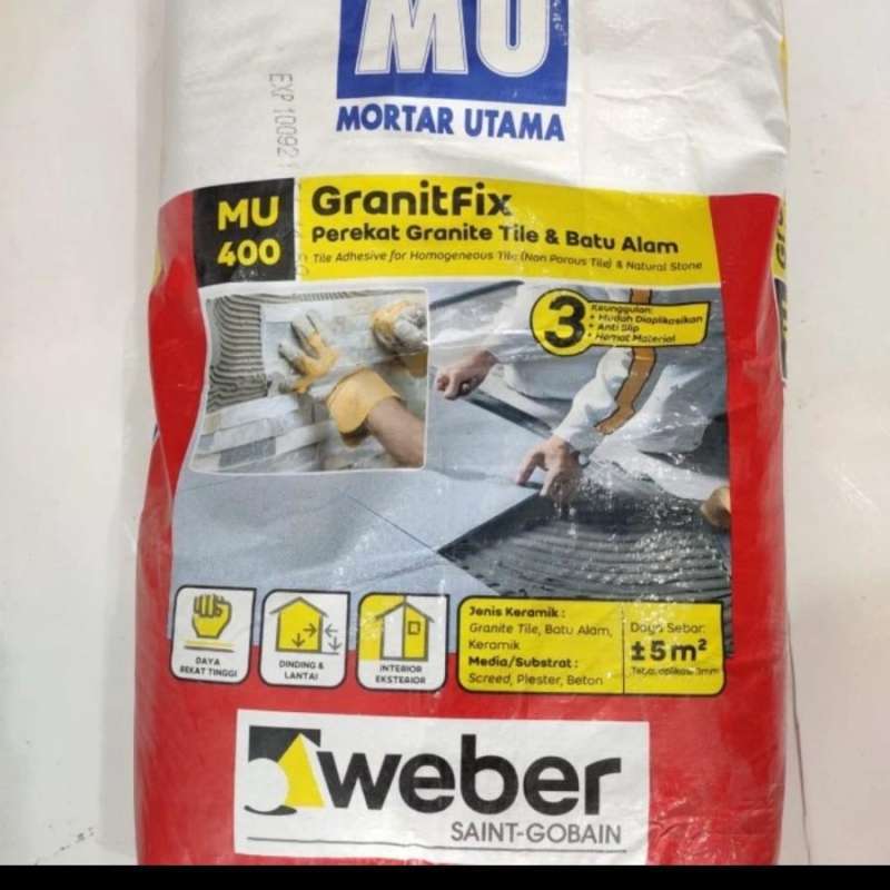 Jual Mu 400 Mu400 Perekat Granit Batu Alam Fix Semen Keramik 25 Kg 25kg ...